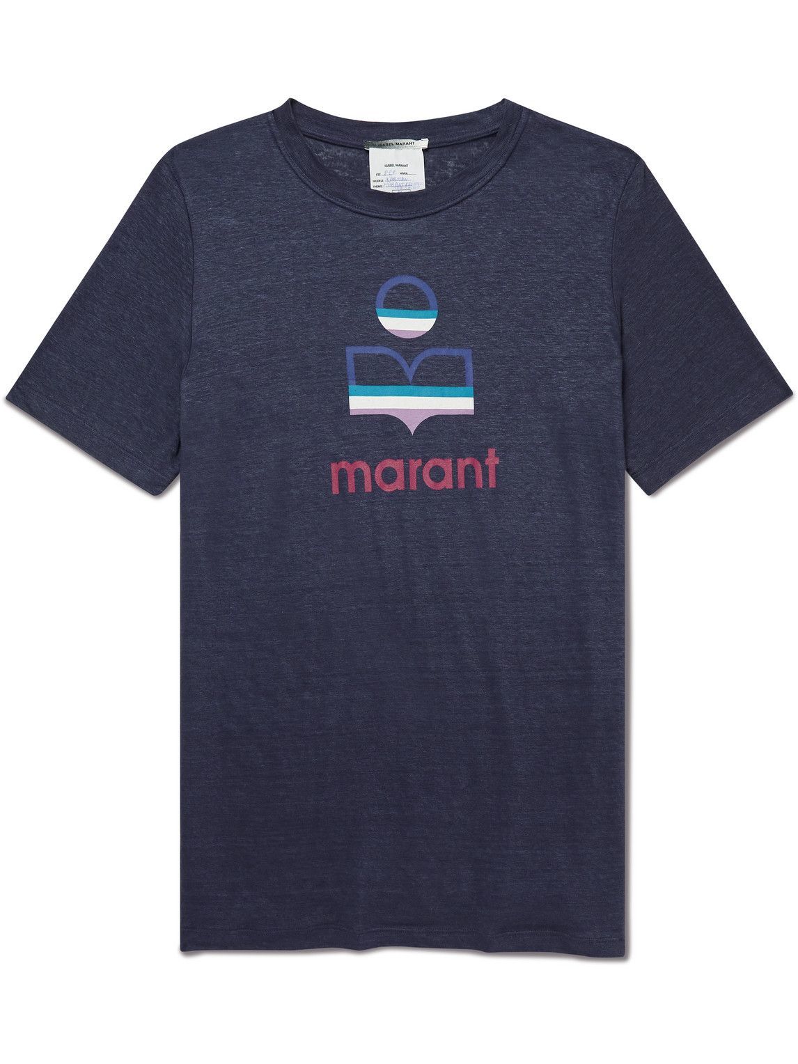 Isabel Marant - Logo-Print Linen-Jersey T-Shirt - Blue Isabel Marant