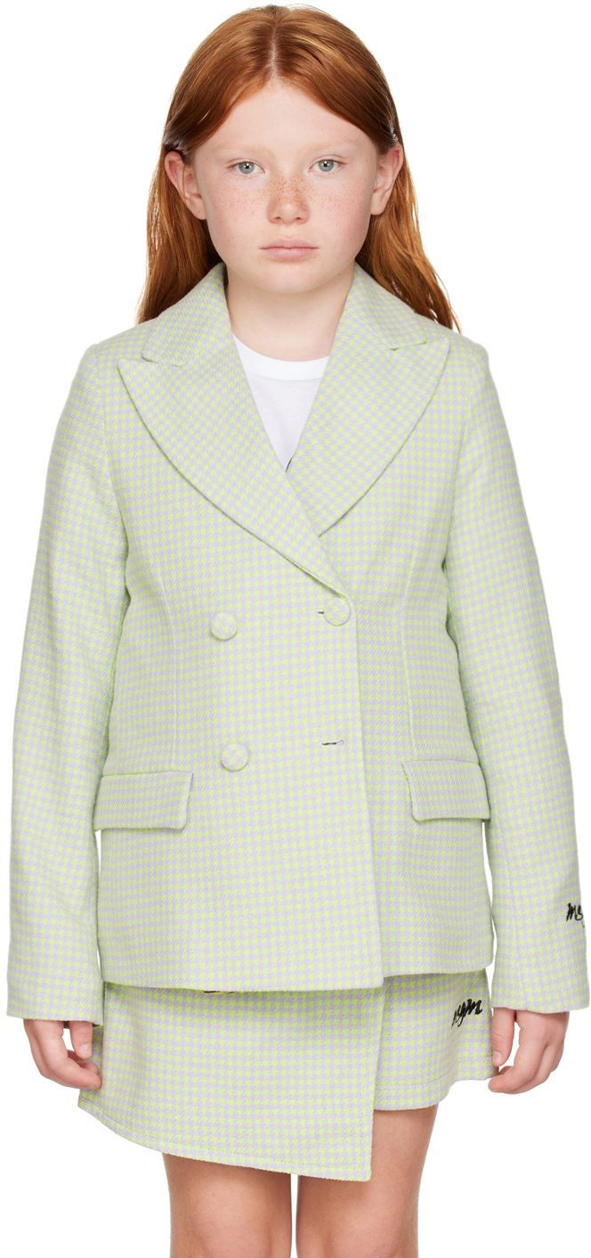 MSGM Kids Kids Green Houndstooth Blazer