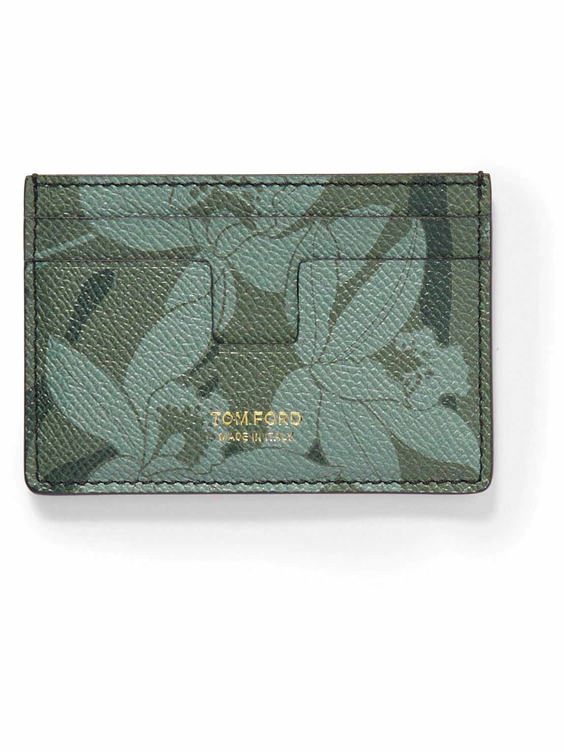 TOM FORD - Logo-Print Flower-Print Full-Grain Cardholder TOM FORD