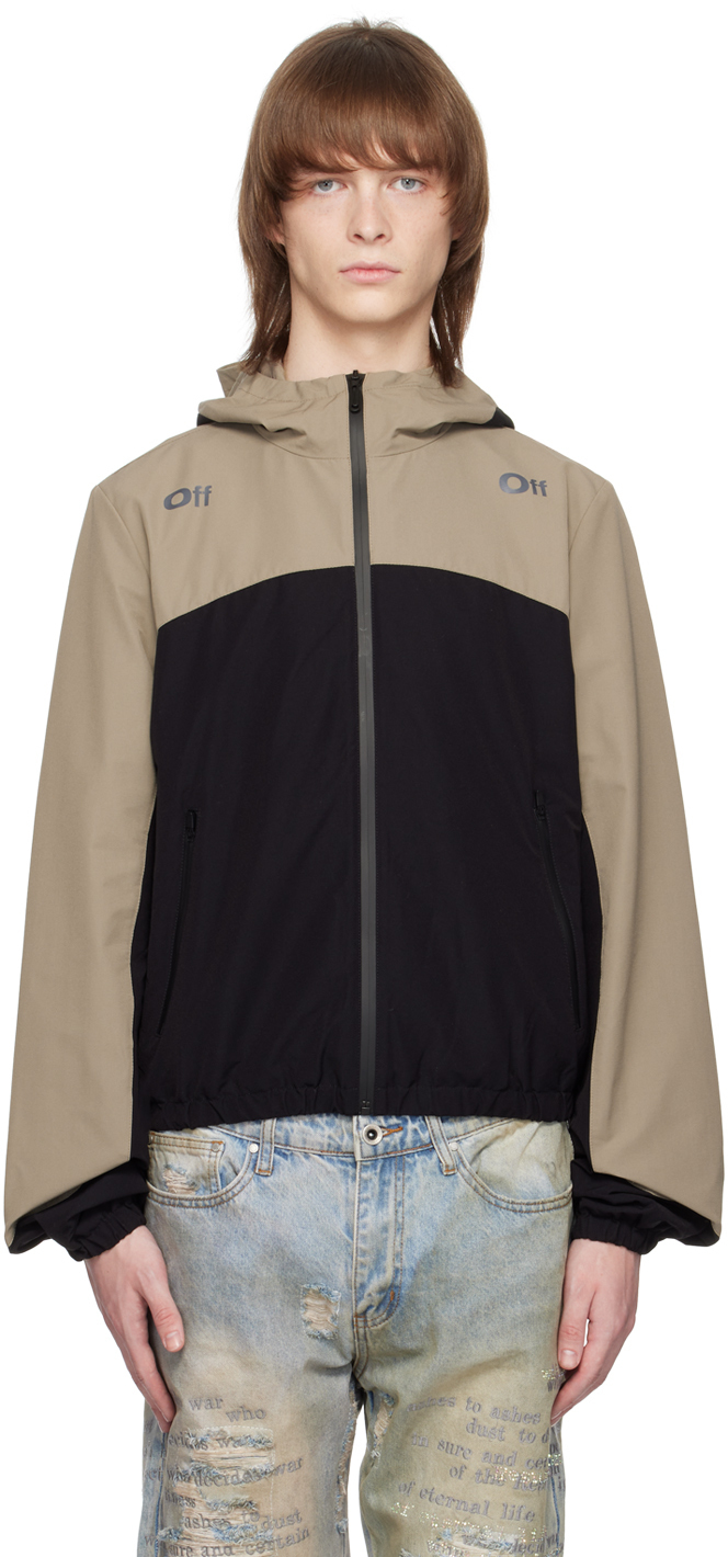 Off-White Black & Taupe Arrow Outl Block Jacket Off-White