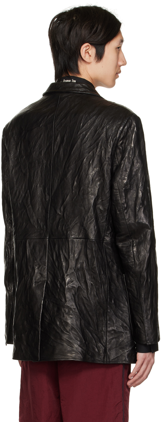 Acne Studios Black Creased Leather Jacket Acne Studios