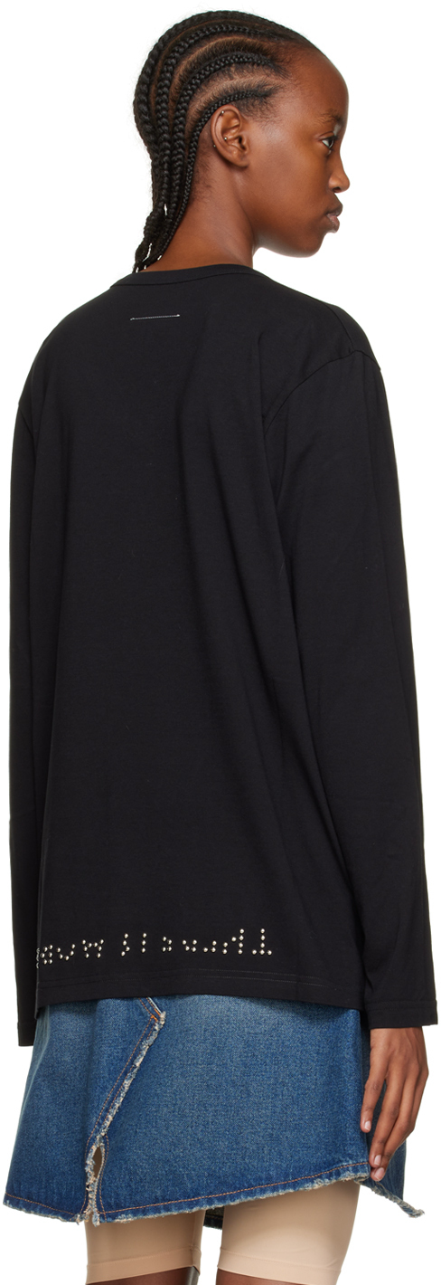 MM6 Maison Margiela Black Studded Long Sleeve T-Shirt MM6 Maison Margiela