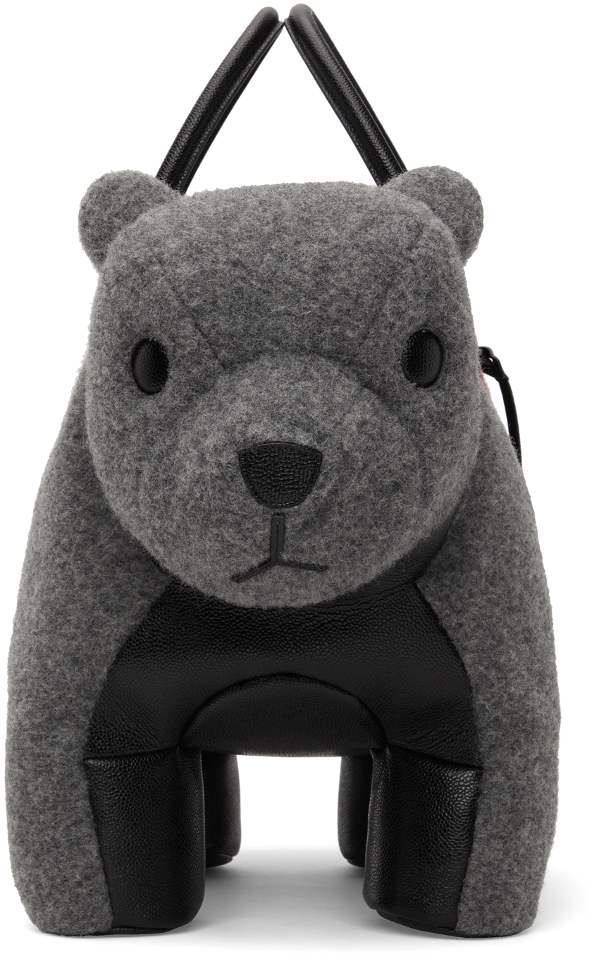Thom Browne Grey Boiled Wool Bear Bag Thom Browne