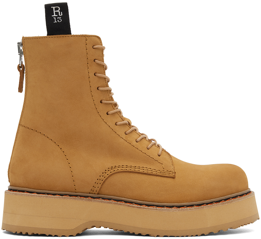 R13 Tan Single Stack Boots R13