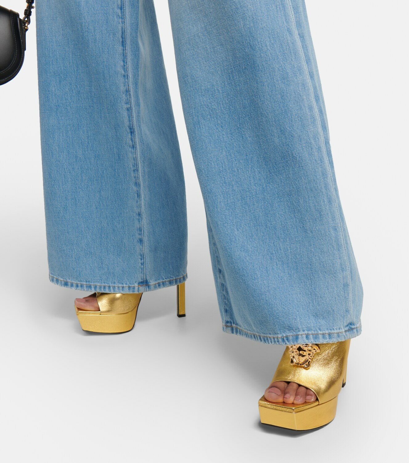 Versace - Medusa metallic leather platform mules Versace