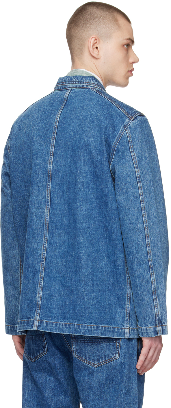 Drake's Blue Chore Denim Jacket Drake's