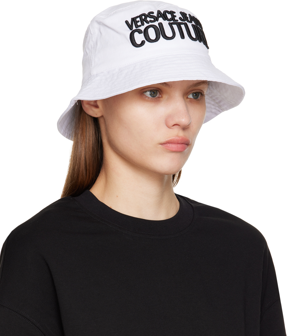 Versace Jeans Couture White Embroidered Bucket Hat Versace