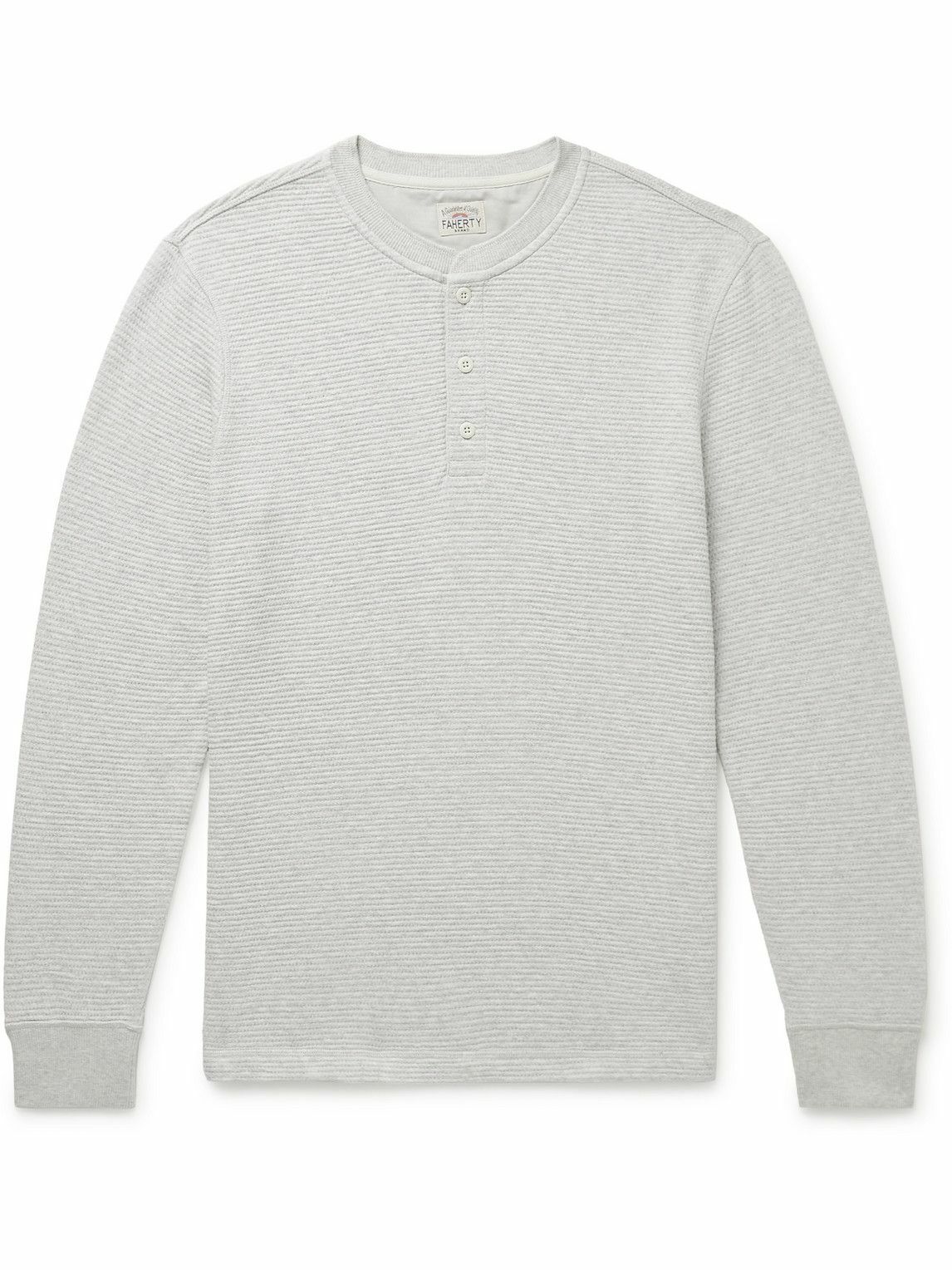 Faherty - Surf Waffle-Knit Cotton-Blend Henley T-Shirt - Gray Faherty