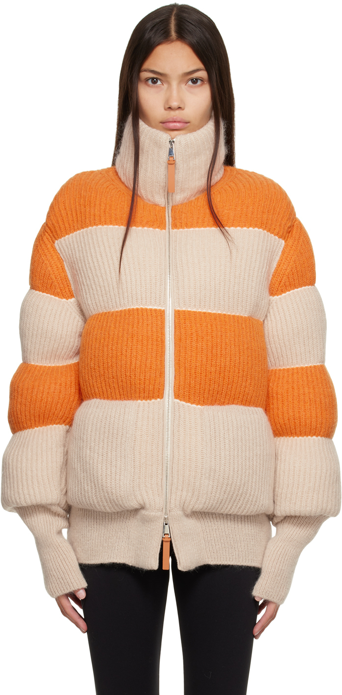 Moncler Genius Orange & Beige Quilted Down Jacket Moncler Genius