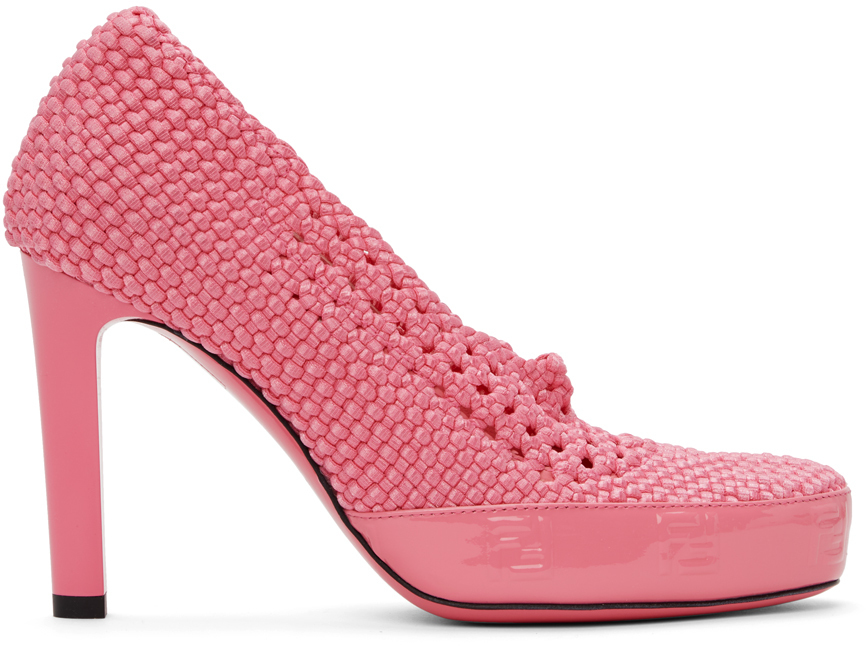 Fendi Pink Knit Stretch Heels Fendi