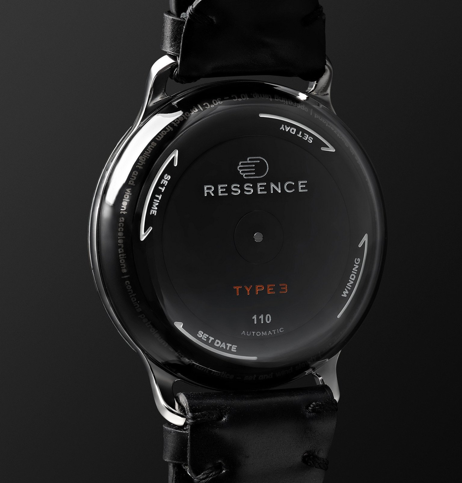 Ressence - Type 3 Automatic 44mm Titanium and Leather Watch - Black ...