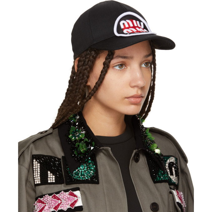 Miu Miu Black Patch Cap Miu Miu