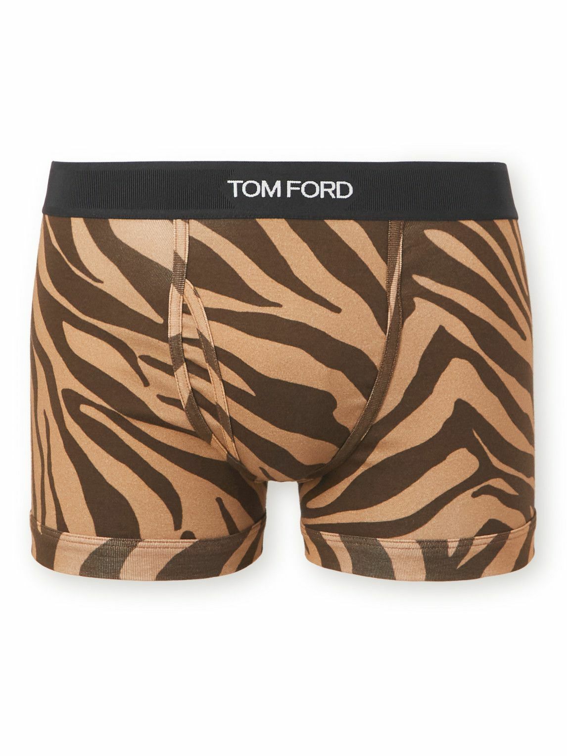 Tom Ford Zebra Print Stretch Cotton Boxer Briefs Brown Tom Ford