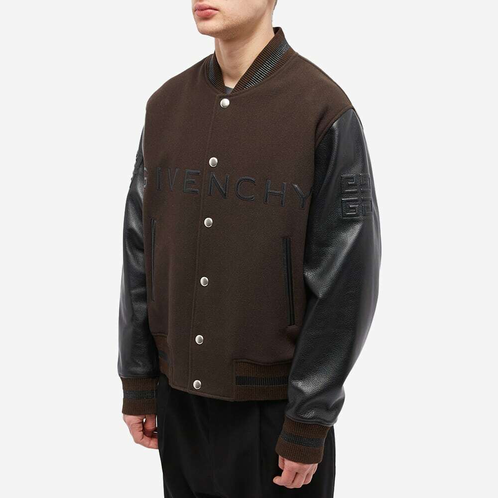 Givenchy Men's 4G Sleeves Varsity Jacket in Dark Brown/Black Givenchy