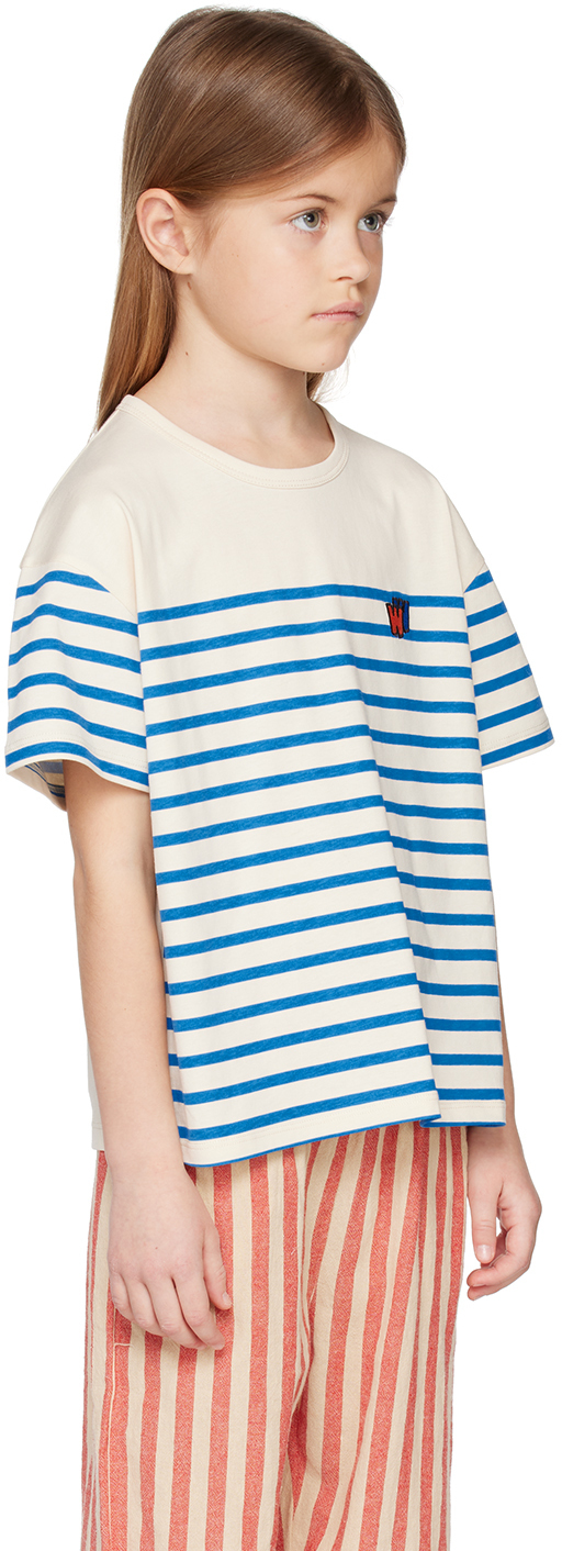 Wander & Wonder Kids Beige & Blue Striped T-Shirt