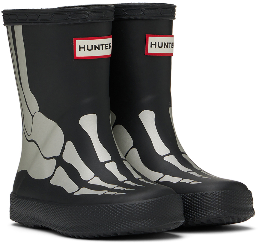 Hunter Kids Black Skeleton First Classic Little Kids Rain Boots Hunter