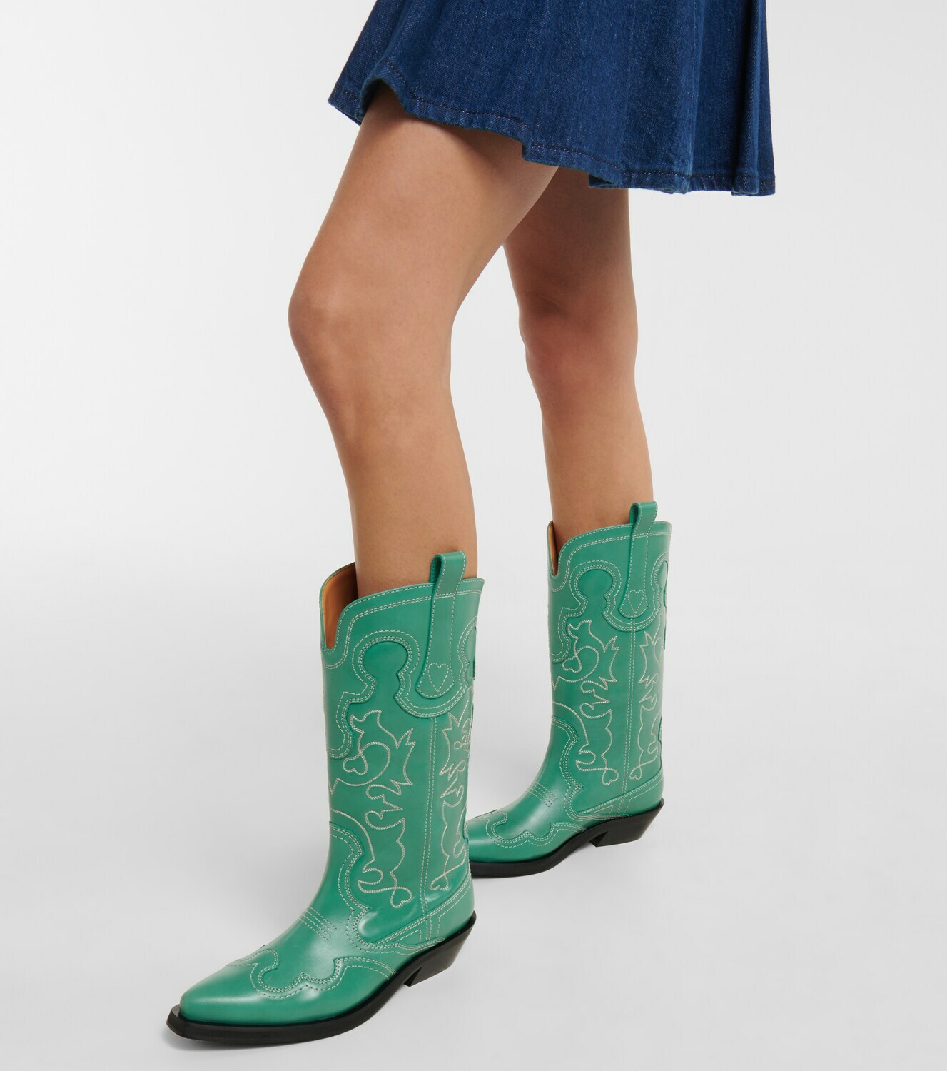 Ganni - Leather cowboy boots GANNI