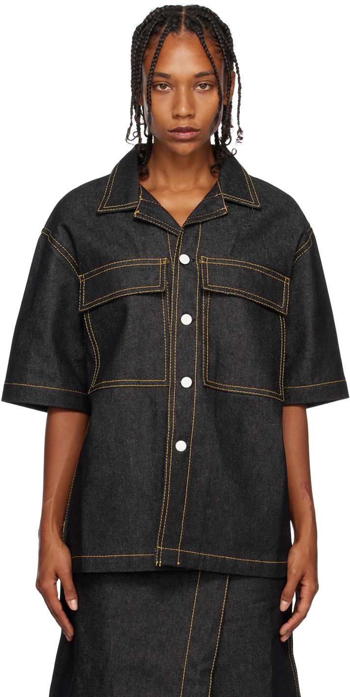 SUNNEI Black Contrast Denim Shirt Sunnei