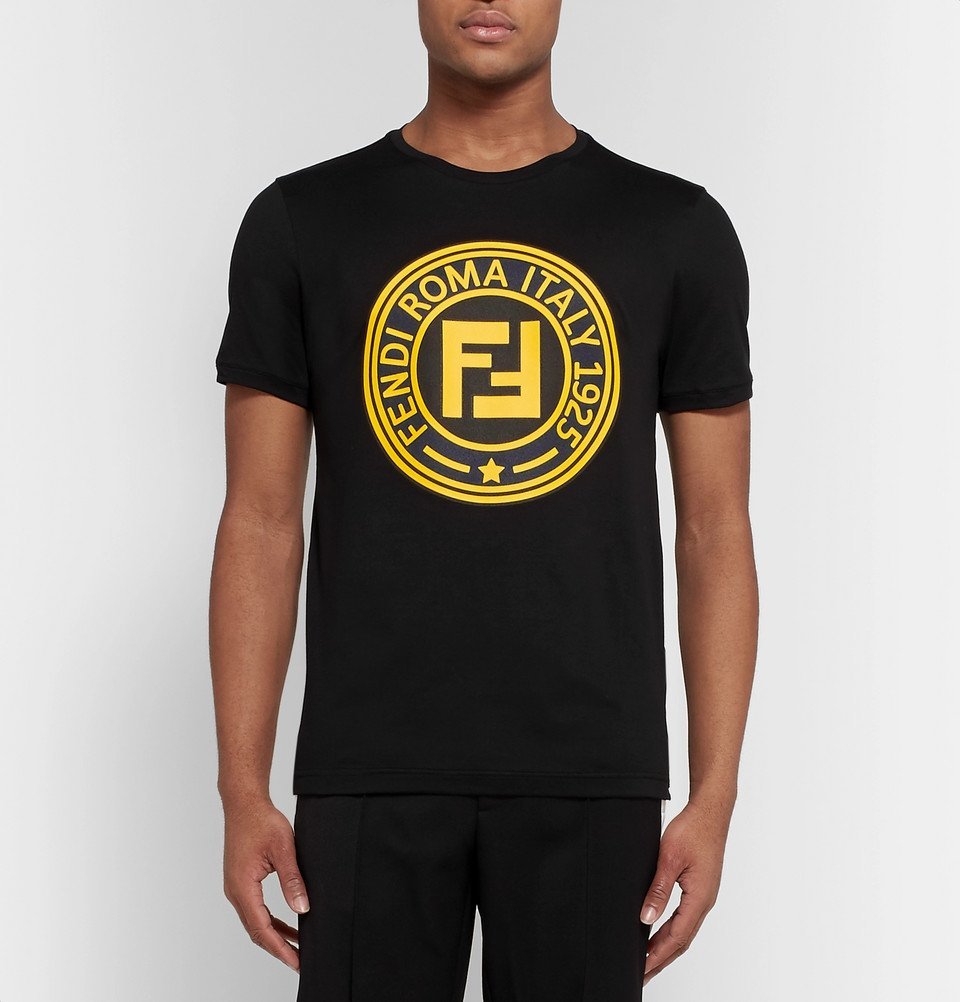 Fendi - Logo-Print Cotton-Jersey T-Shirt - Men - Black Fendi