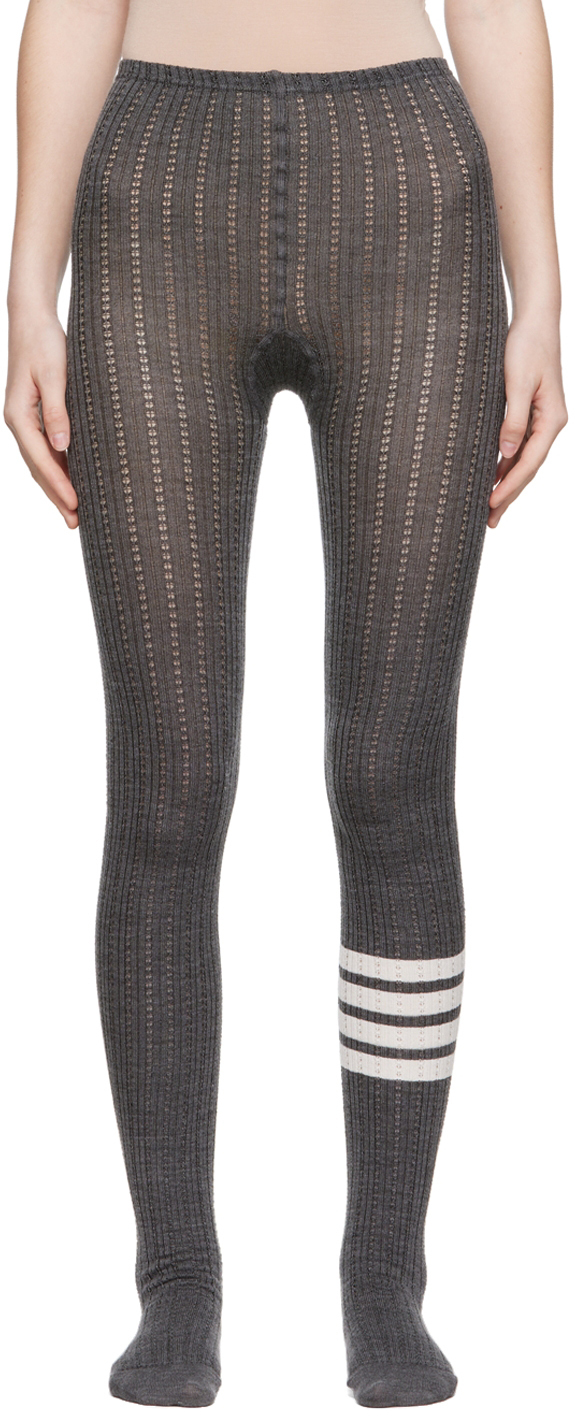 Thom Browne Gray 4-Bar Tights Thom Browne