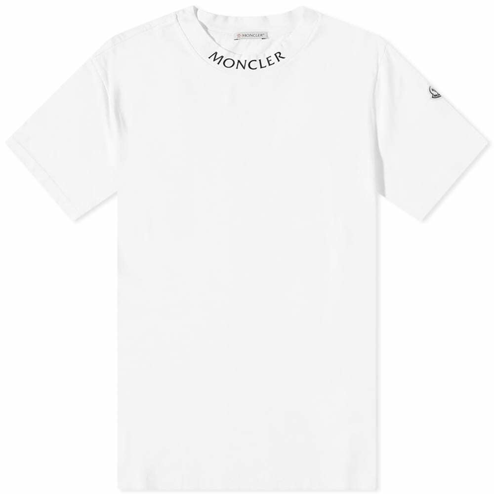 Moncler Men's Logo Collar T-Shirt in White Moncler