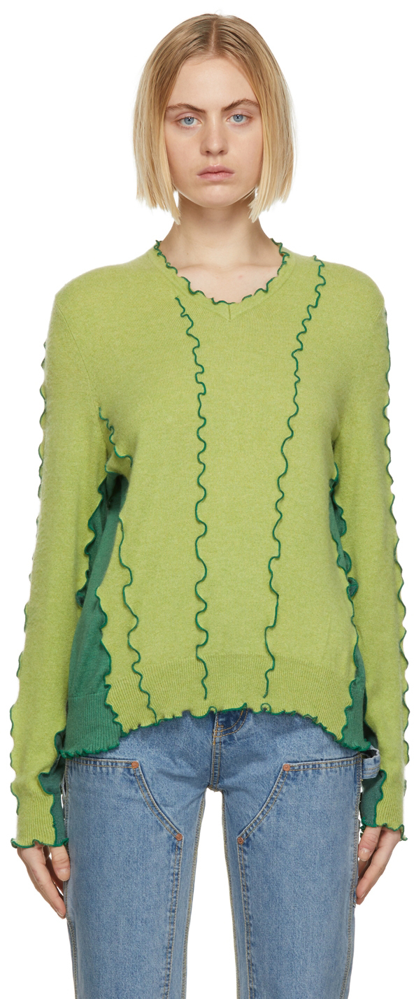 Sherris Green Wool & Cashmere Ruffle Sade Sweater Sherris