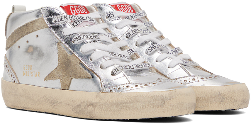 Golden Goose Silver Mid Star Sneakers Golden Goose Deluxe Brand