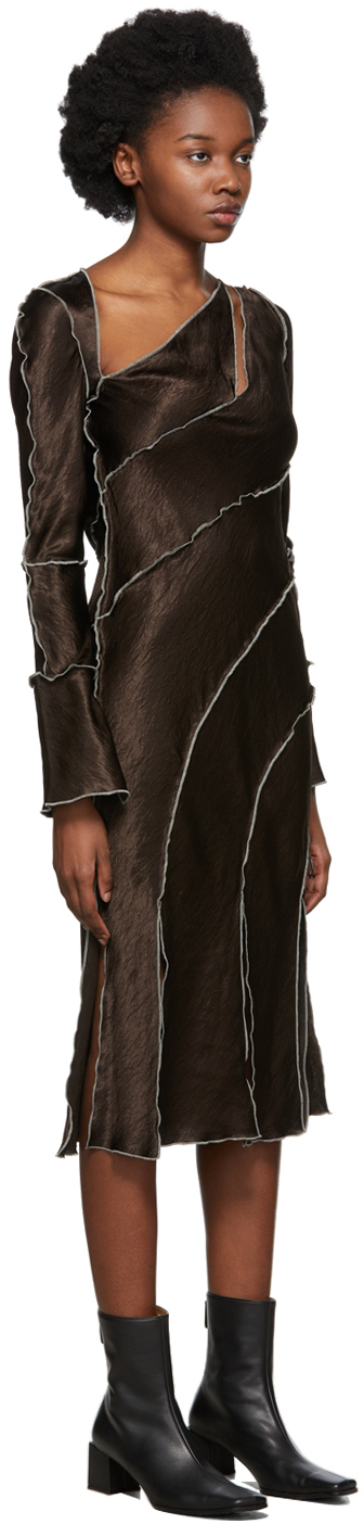 Yuzefi Brown Spiral Mid-Length Dress