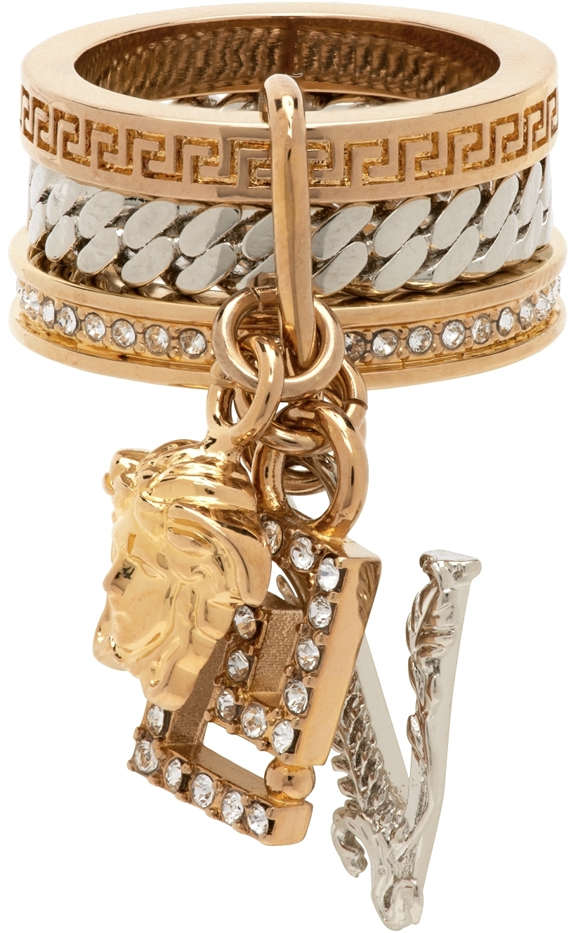 Versace Gold & Silver Charms Ring Versace