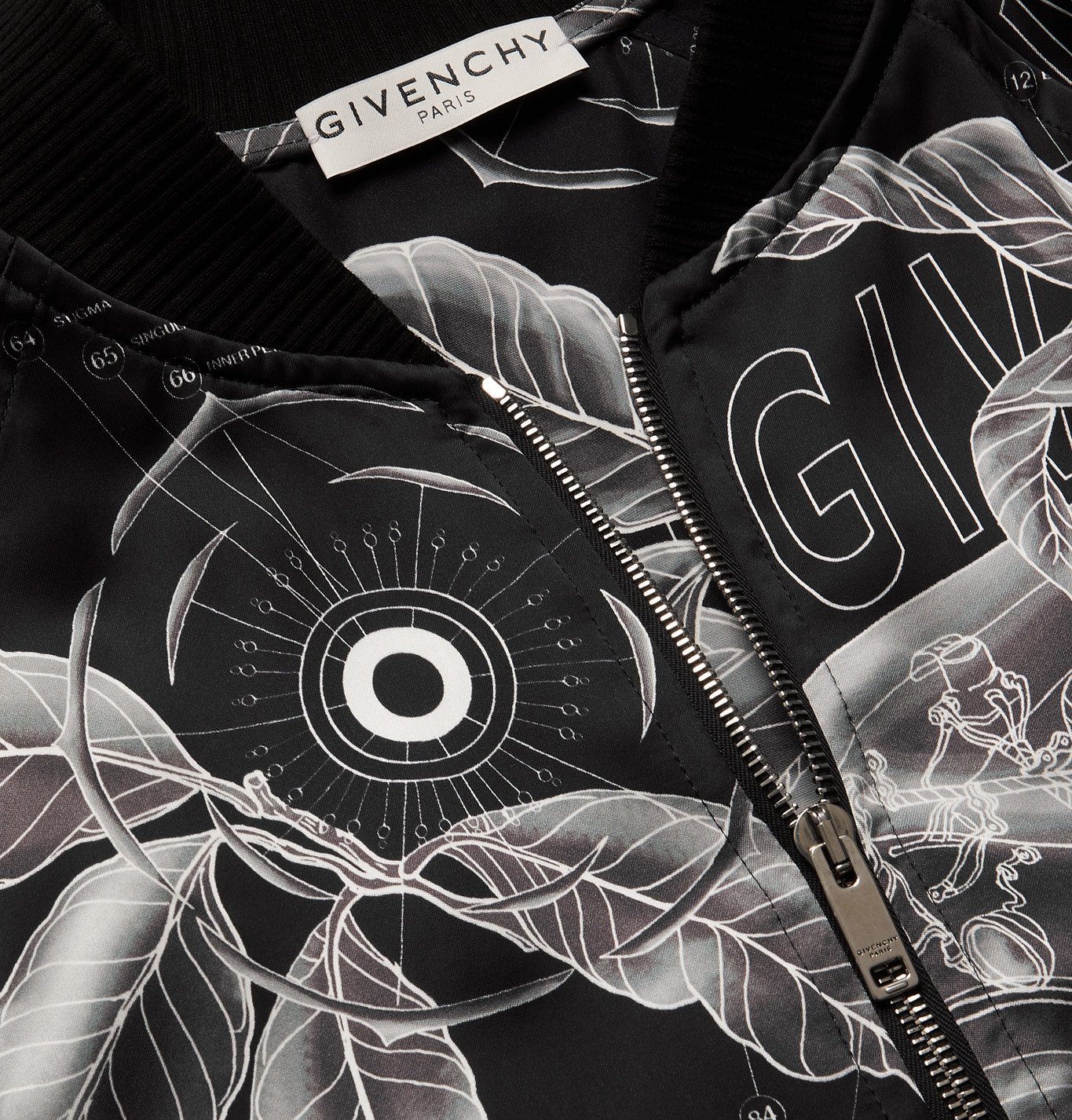 GIVENCHY - Printed Satin Bomber Jacket - Black Givenchy