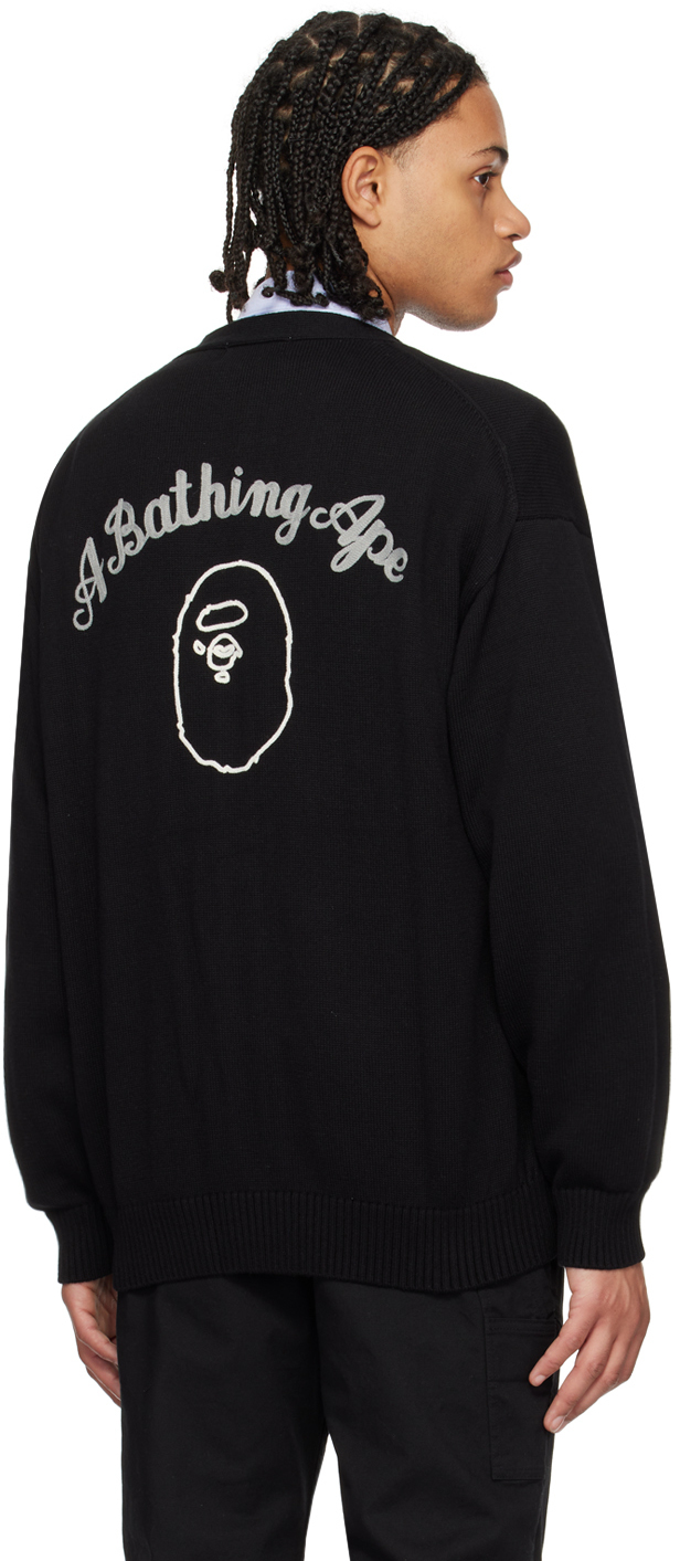 BAPE Black Embroidered Cardigan A Bathing Ape