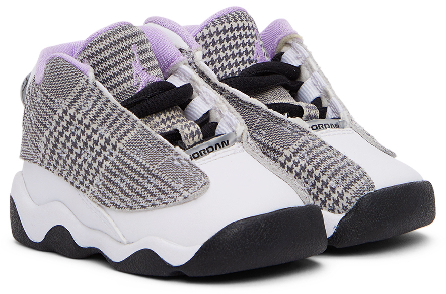 Nike Jordan Baby White & Grey Jordan 13 Retro Houndstooth Sneakers Nike ...
