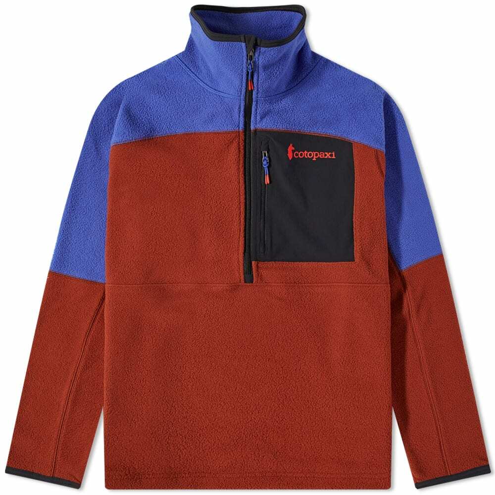 Cotopaxi Men's Abrazo Half Zip Fleece Jacket in Blue Violet/Rust Cotopaxi