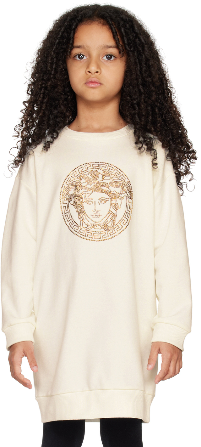 Versace Kids White Crystal Medusa Dress Versace