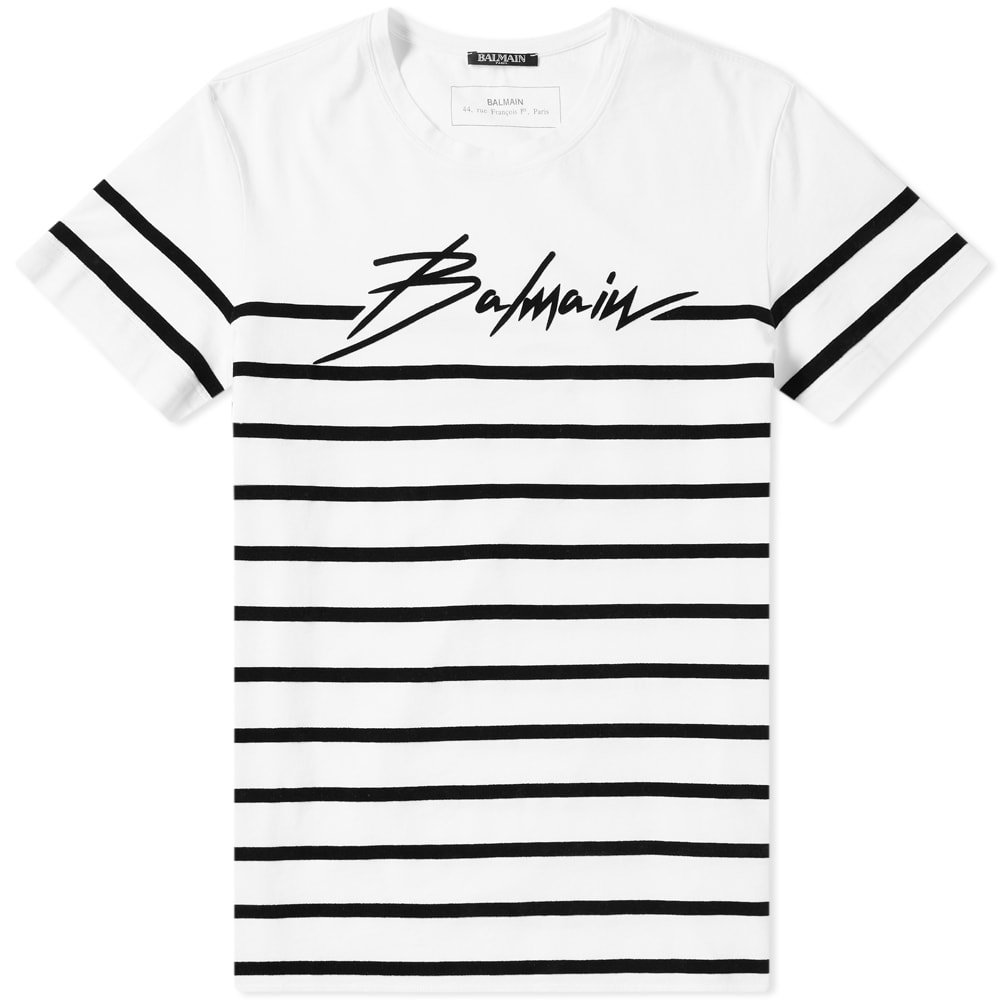 Balmain Stripe Logo Tee Balmain