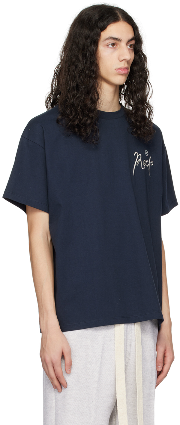 Recto Navy Embroidered T-Shirt Recto