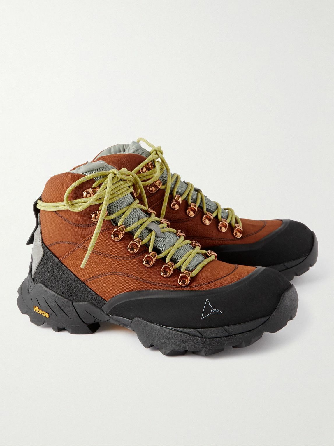 ROA - Suede-Trimmed Canvas and Mesh Hiking Boots - Orange ROA