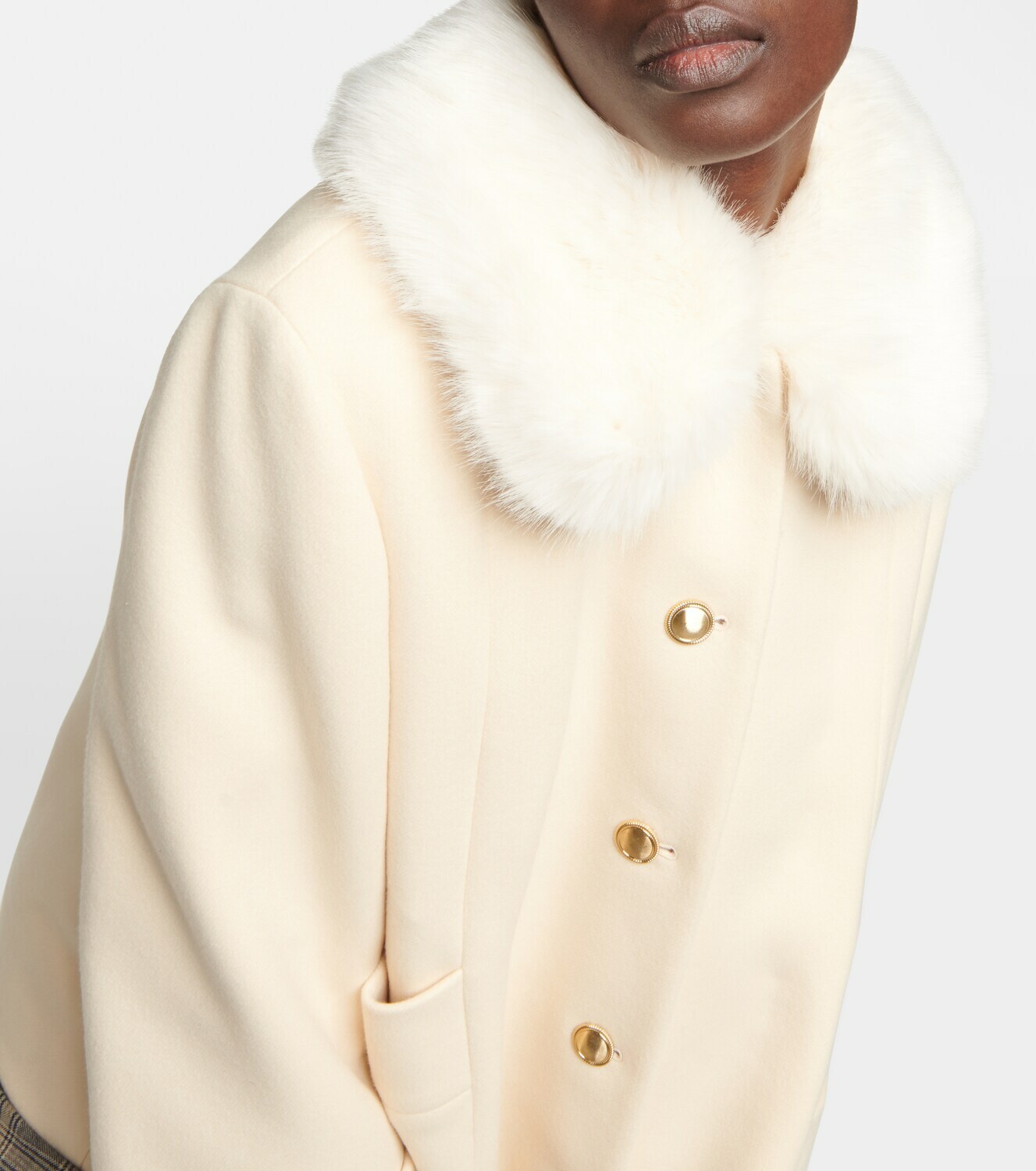 Gucci - Faux fur-trimmed wool jacket Gucci