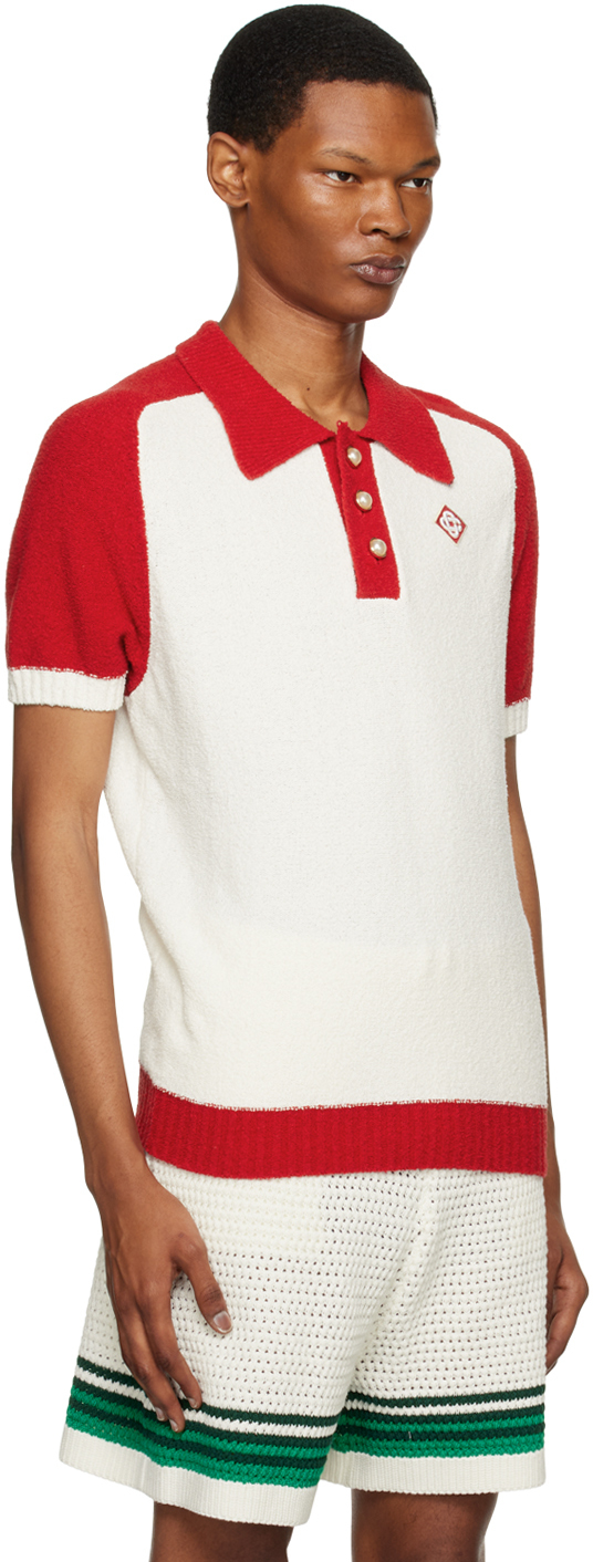 Casablanca White & Red Raglan Polo Casablanca