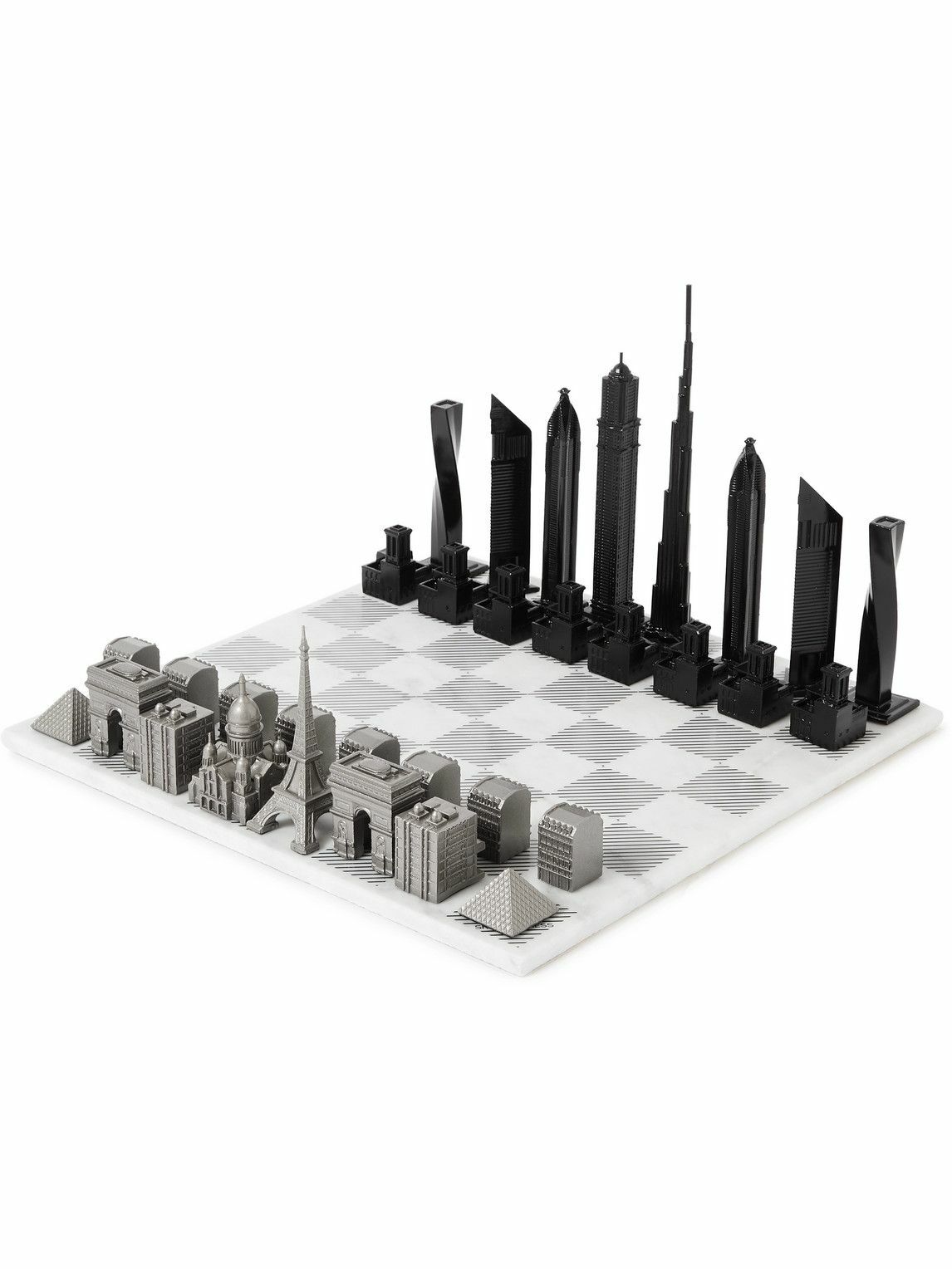 Skyline Chess - Paris vs Dubai Marble and Stainless Steel Chess Set ...