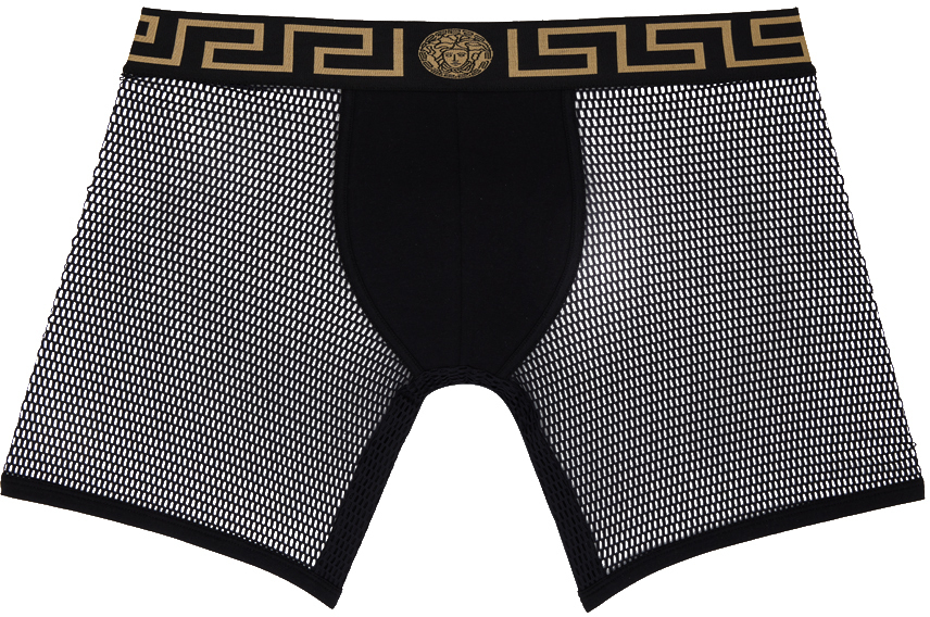 Versace Underwear Black Greca Border Boxers Versace Underwear