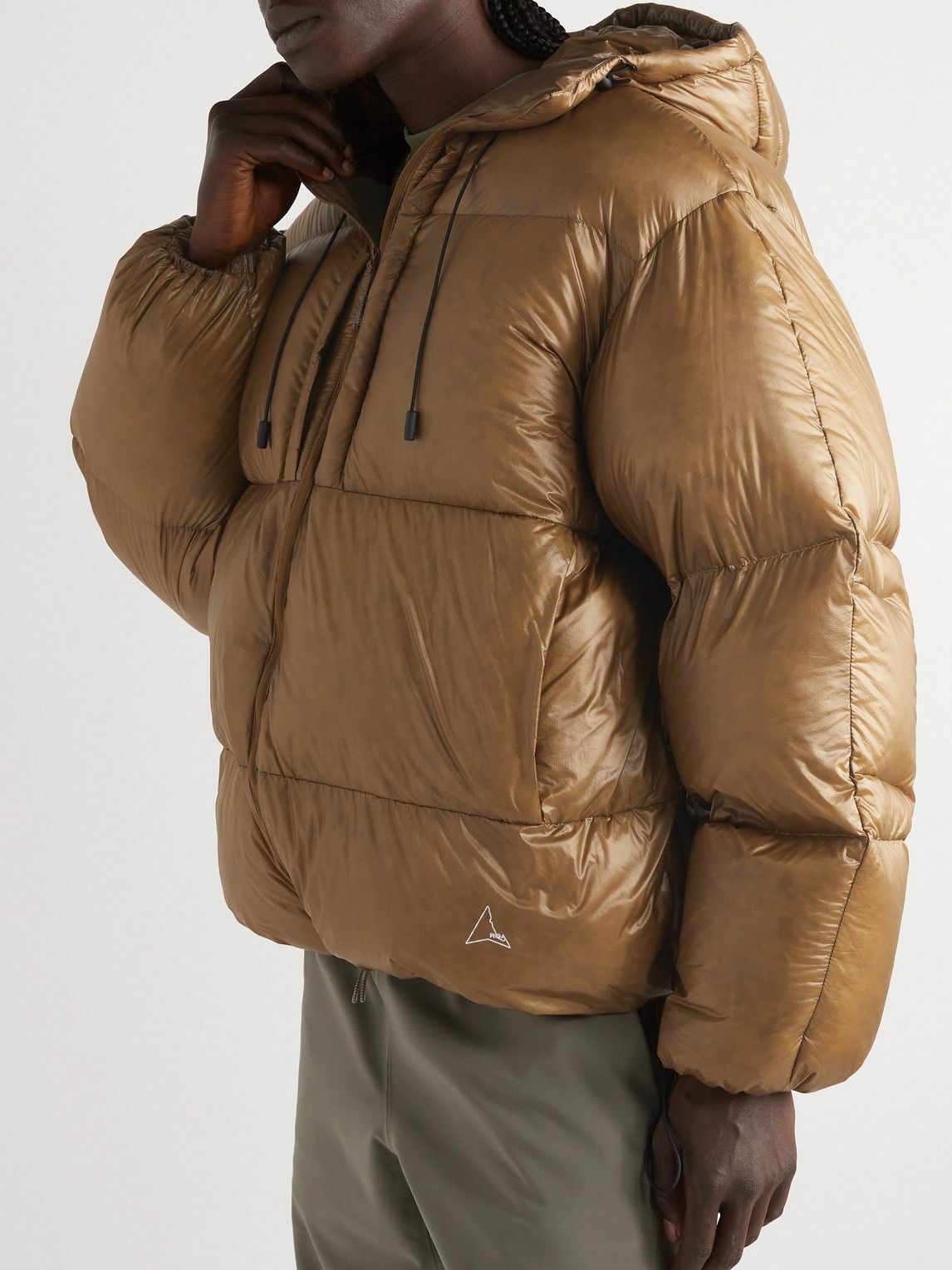 ROA - Quilted Ripstop Hooded Down Jacket - Brown ROA