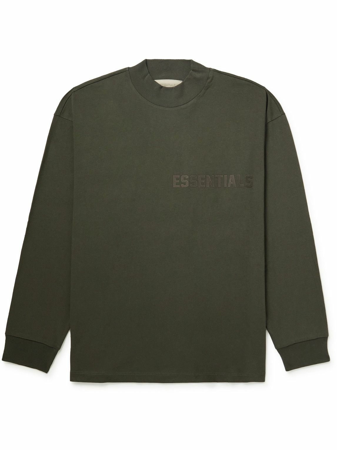 FEAR OF GOD ESSENTIALS - Logo-Flocked Cotton-Jersey T-Shirt - Black ...