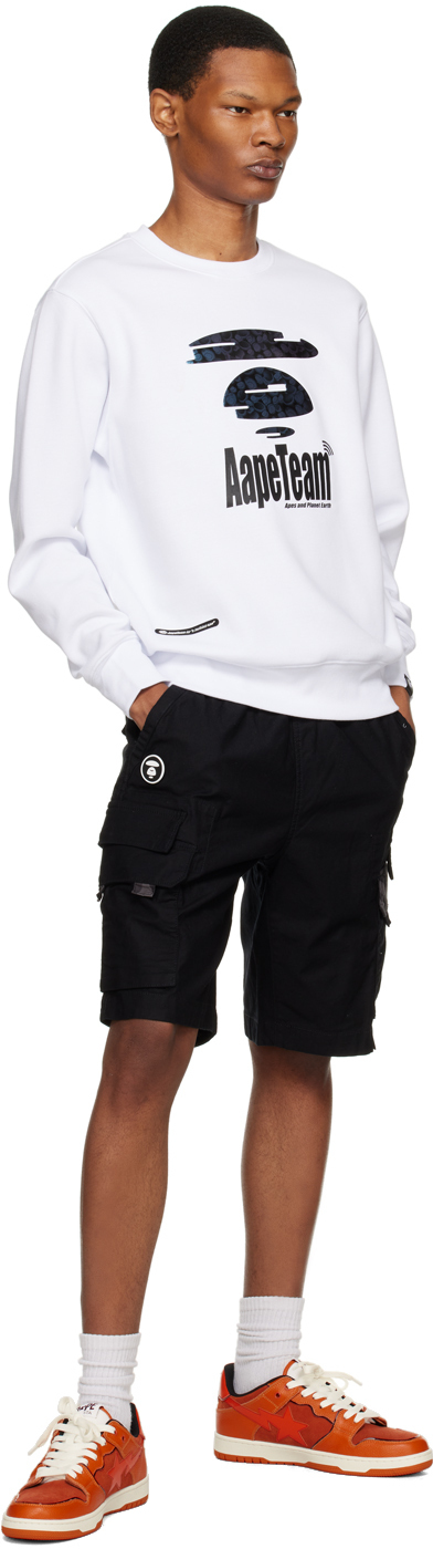 AAPE by A Bathing Ape Black Moonface Patch Cargo Shorts AAPE by A ...