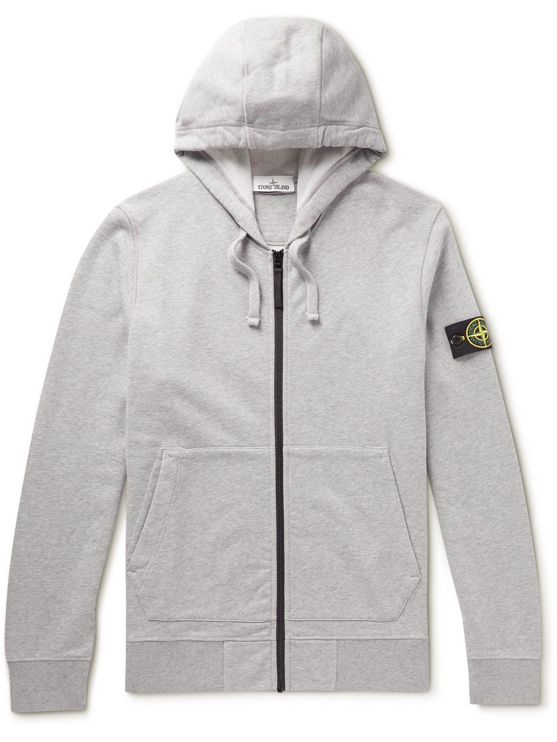 Stone Island - Logo-Appliquéd Cotton-Jersey Zip-Up Hoodie - Gray Stone ...