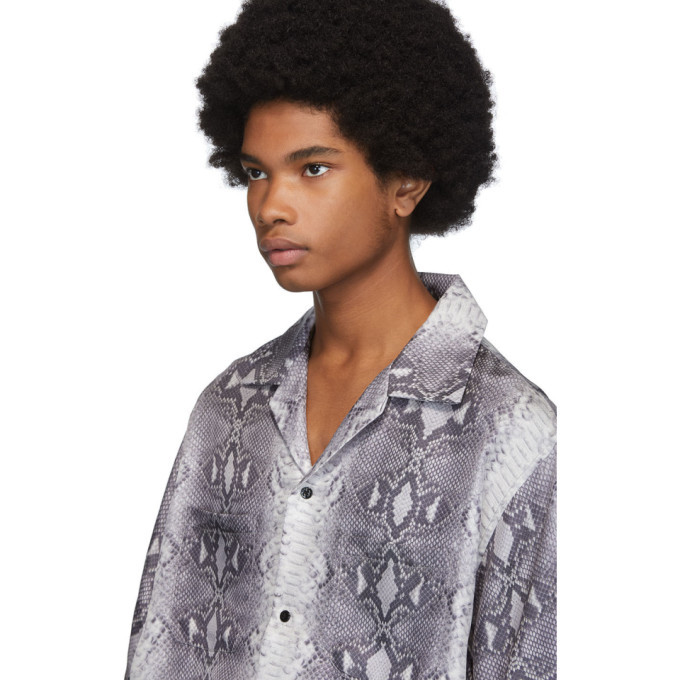 Amiri Grey Python Short Sleeve Button Up Shirt Amiri
