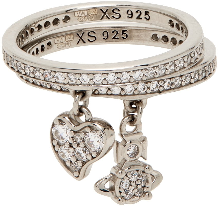 Vivienne Westwood Silver Heart Orb Brandita Ring Set Vivienne Westwood