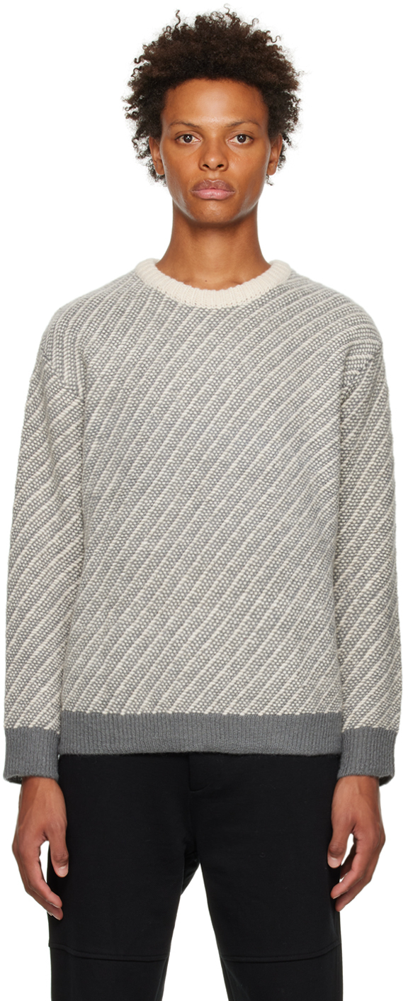 Solid Homme Gray Stripe Sweater Solid Homme
