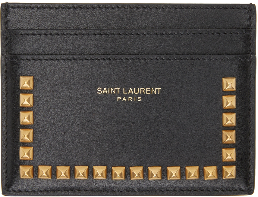 Saint Laurent Black Stud Card Holder Saint Laurent
