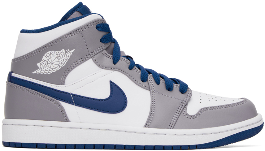 Nike Jordan Gray & White Air Jordan 1 Mid Sneakers Nike Jordan Brand